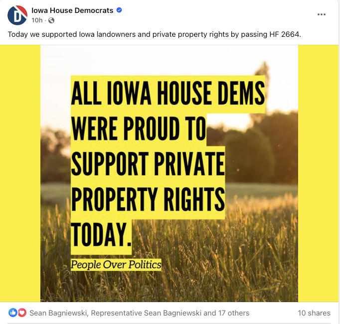 Iowa House Democrats strangely quiet on eminent domain bill - Bleeding ...